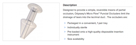 ODYSSEY – Parasol – Micro Flow Punctum Plugs – Opto Medica